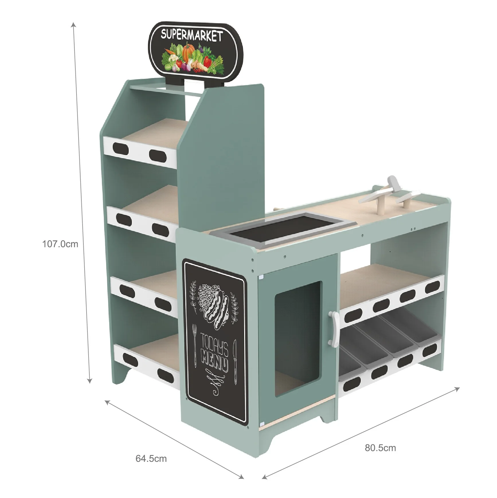 Supermarket Checkout Toy Wooden Checkout Counter Pretend Play Wooden ...