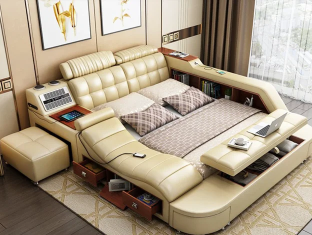 Th-h8265 Modern House Storage King Size Wooden Speaker Bed Frame With ...