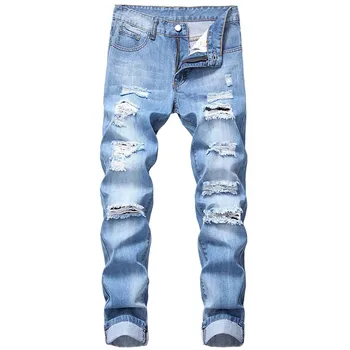 Fashion Hip Hop Streetwear Skinny Ripped Damage Trousers Scratch ...