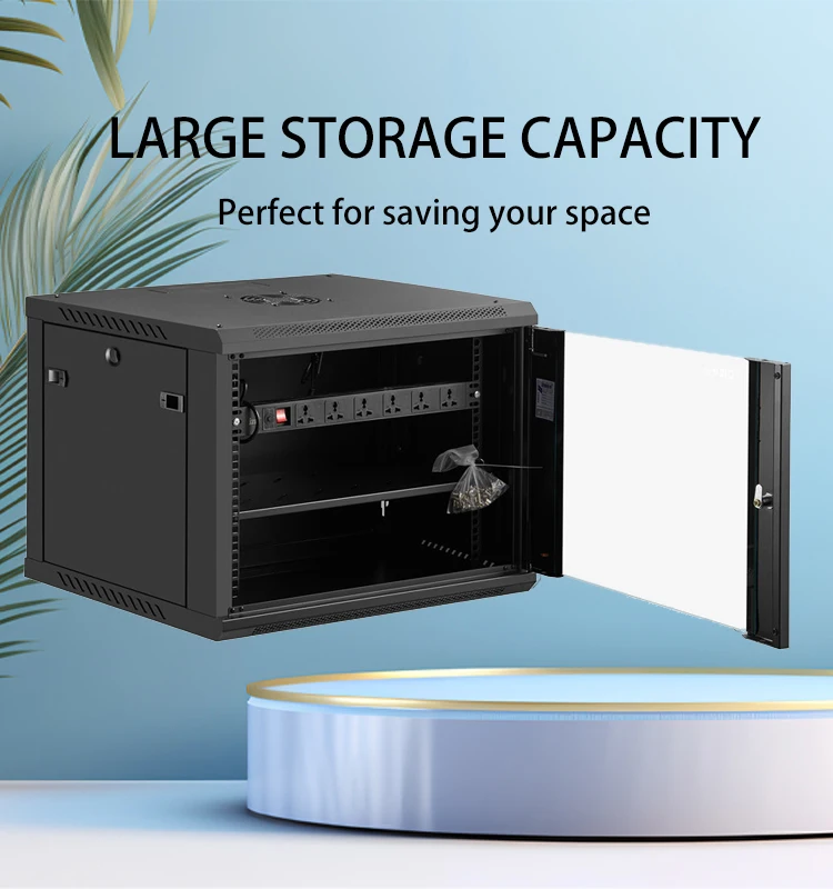 9 U 19 Inch Wall Mounted Cabinet Server Network Tempered Glass Door ...