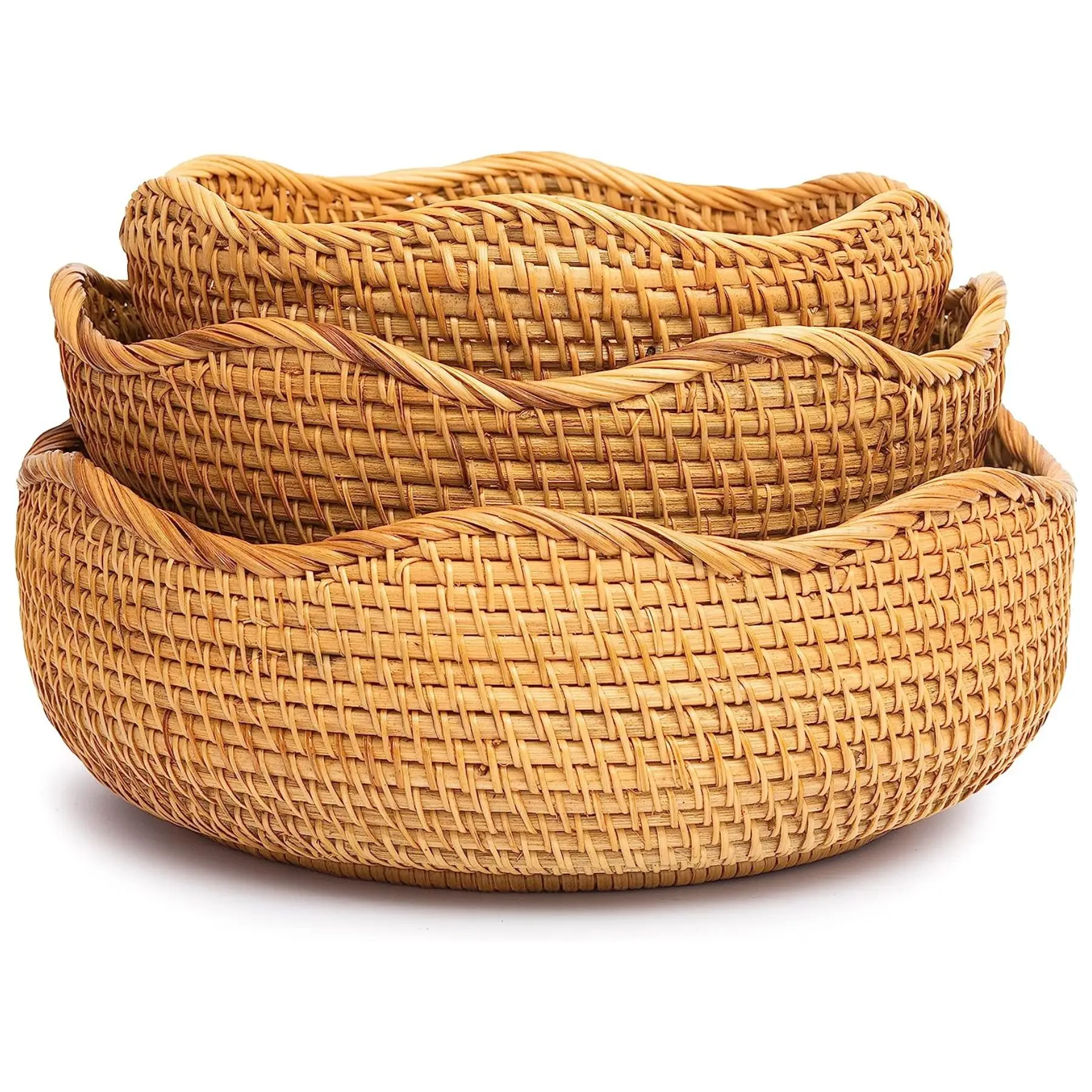 Premium Storage Bins for Pantry and Kitchen: Rattan Vegetable Baskets ...