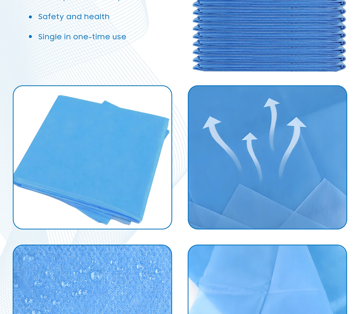 Disposable Medical Waterproof Paper Sheet Blue Drape Sheet Hospital Bed ...