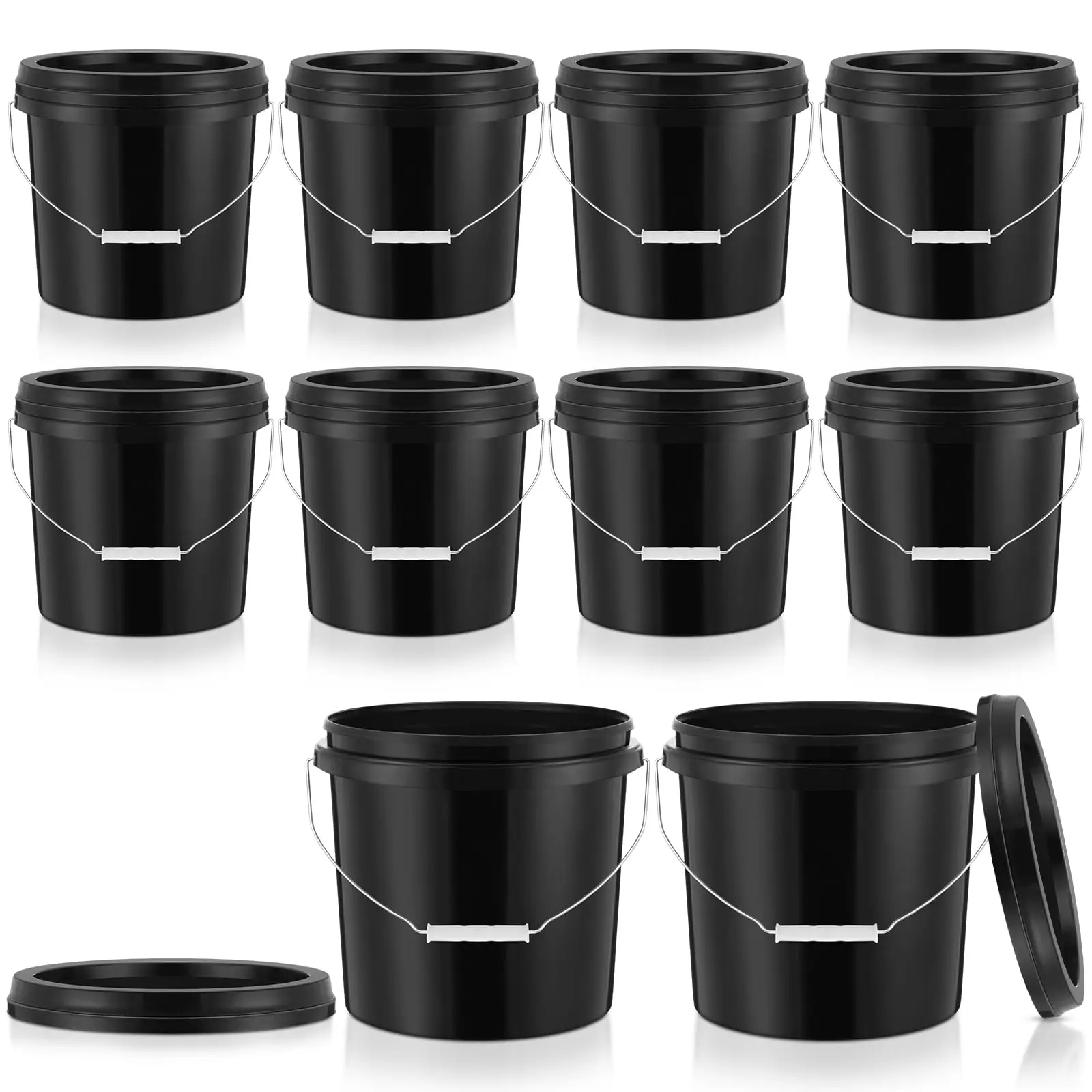 2 Gallon Square Plastic Bucket Tubs Container With Tamper Evident Lids ...