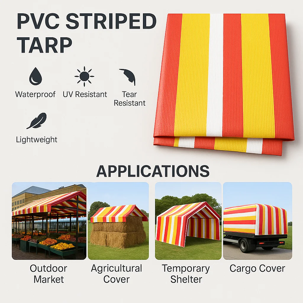 Industrial Waterproof PVC Striped Tarpaulin Coated Canvas Awning Fabric ...