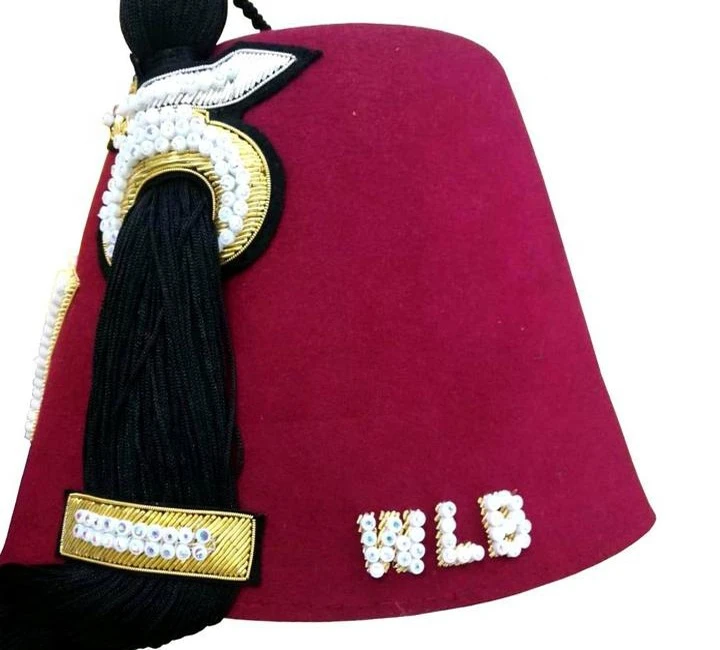 Hand Embroidered Daughter Fez Custom Masonic Fez Hat & Case White Wool ...