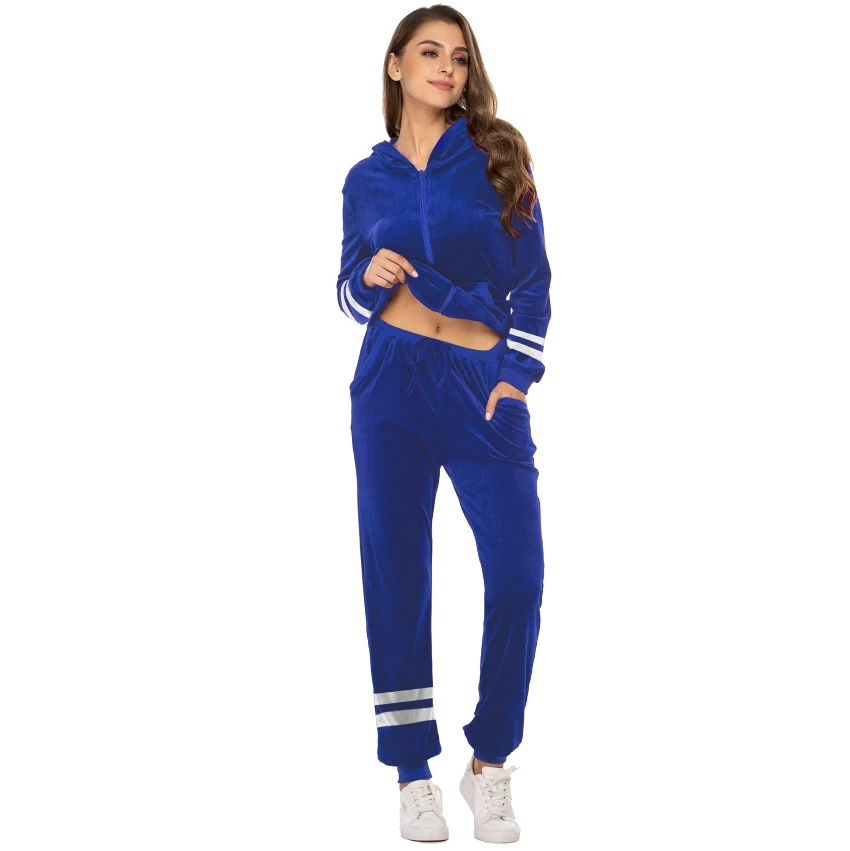 High Quality Aoyema Fashion Custom Velour Lady Tracksuit For Women Crop ...