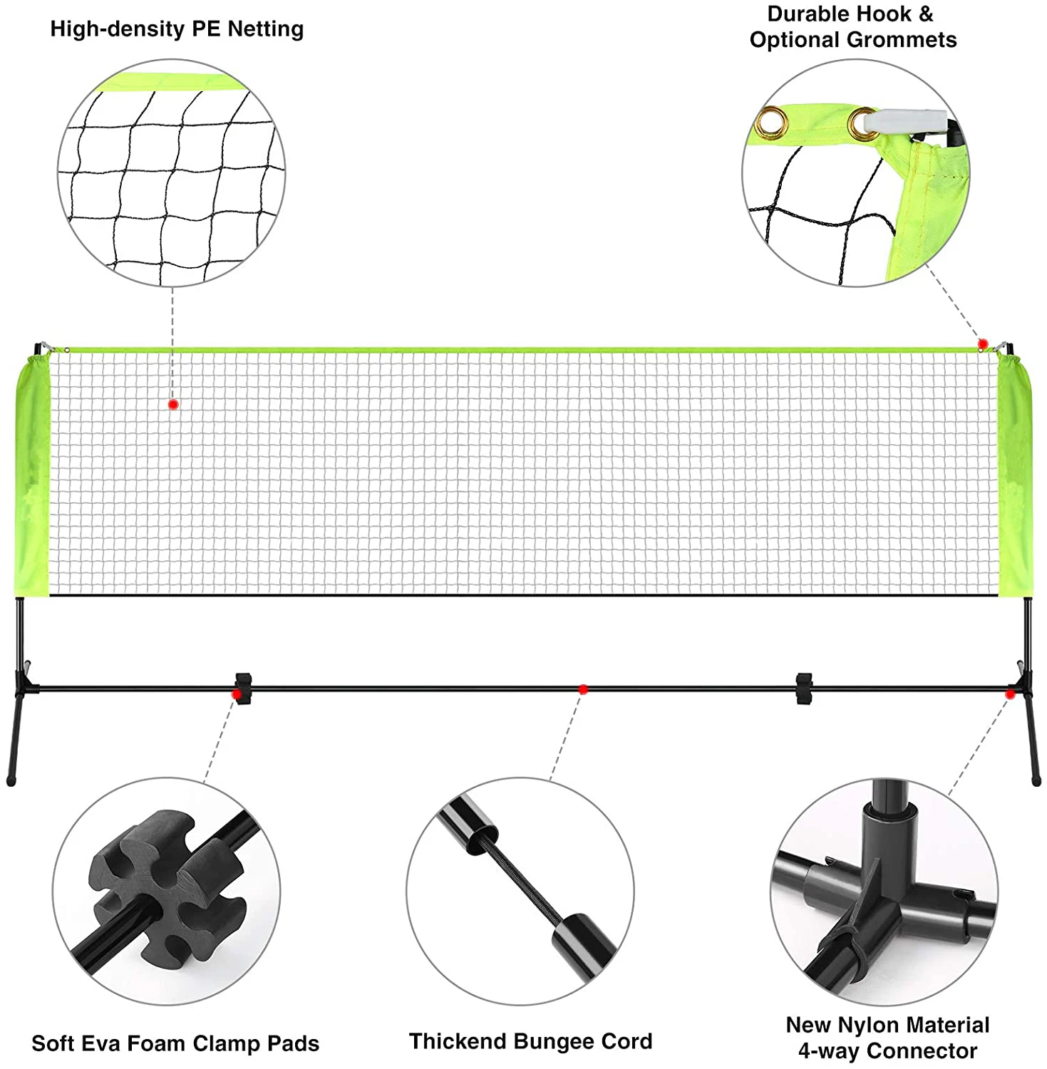 Portable Height Adjustable Tennis Volleyball Soccer Pickleball Net ...