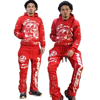 Custom Heavyweight 3d Puff Print 100% Cotton Tracksuits Flared ...