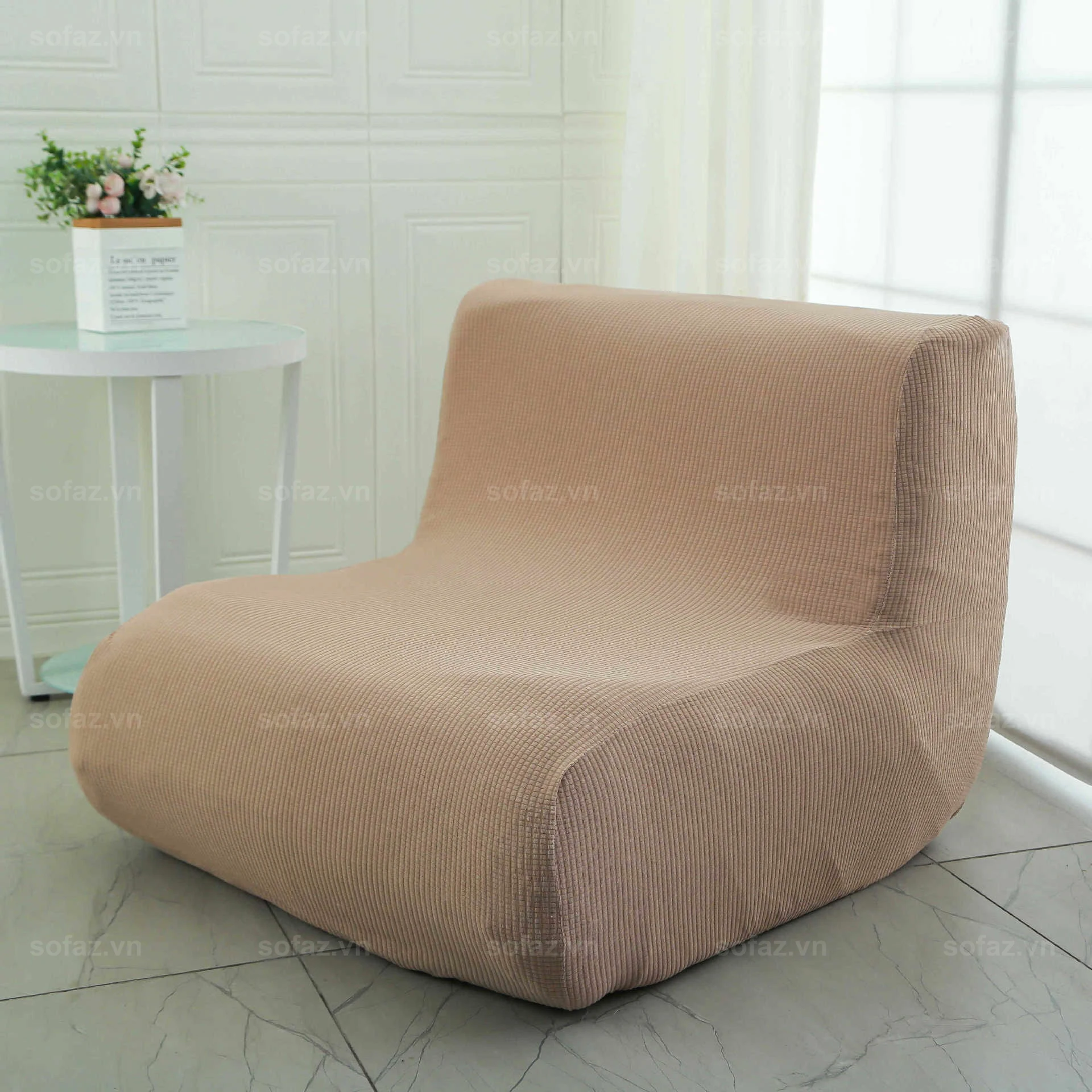 Modern Buff Color Living Room Furniture Fabric Velvet Tufted Microfiber ...