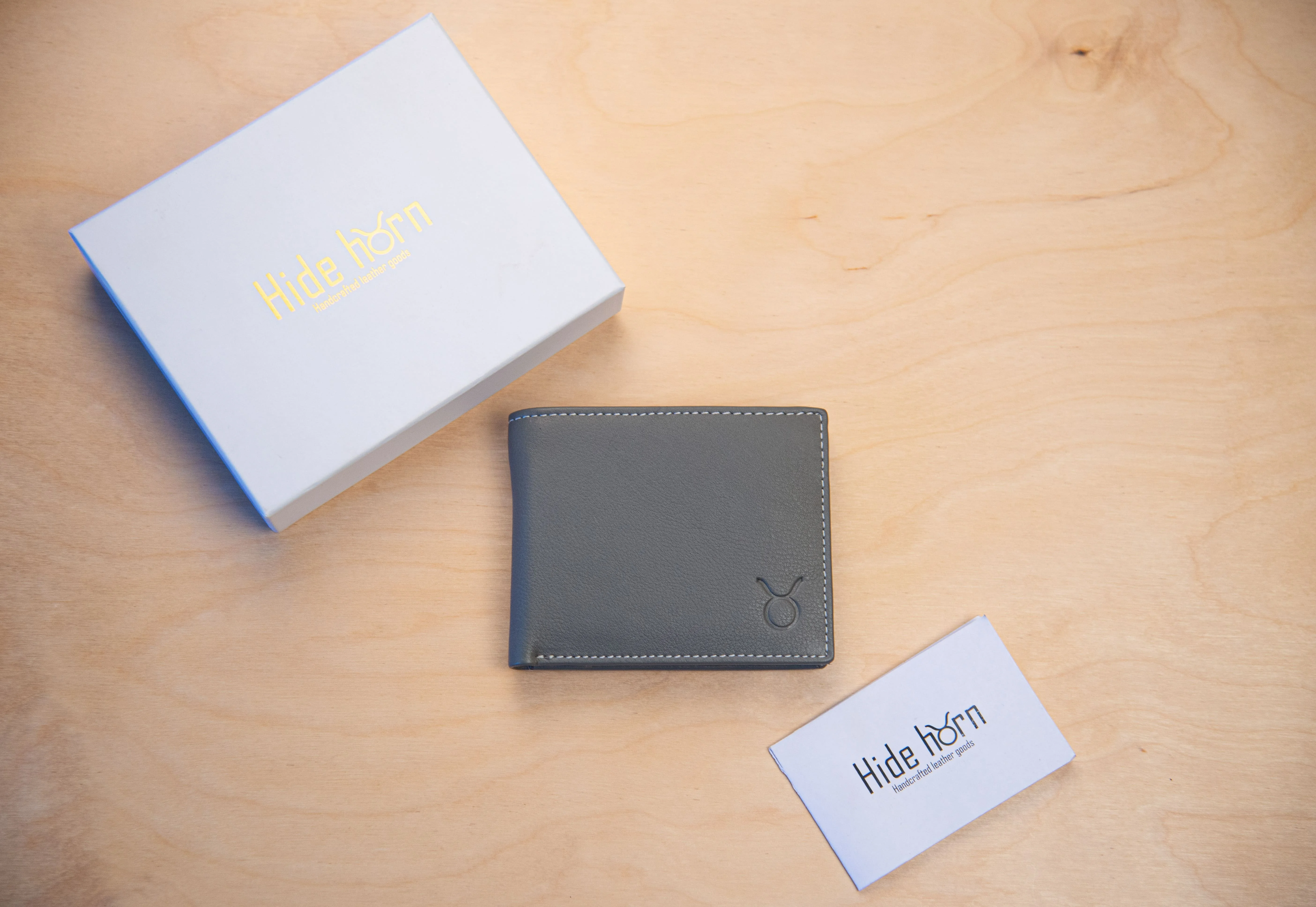 High Quality Bi-fold Grey Genuine Leather Men's Rfid Protected Small ...