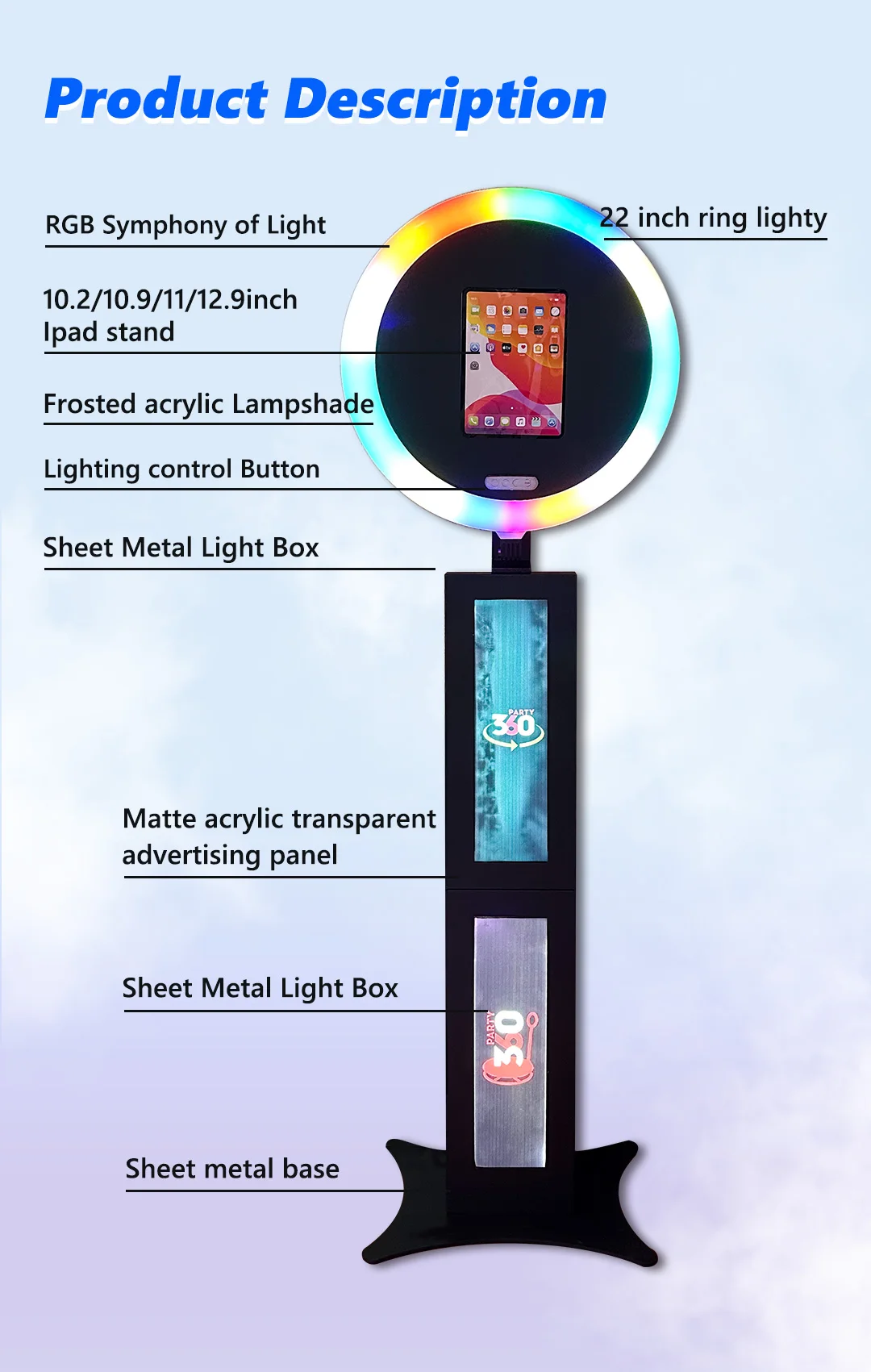 Party Supplies Ipad Photo Booth Shell With Lcd Screen Handheld Salsa