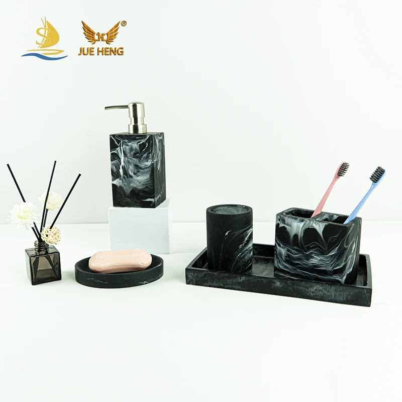 Resin With Black &white Color Marble Effect Bathroom Decor Toothpaste ...