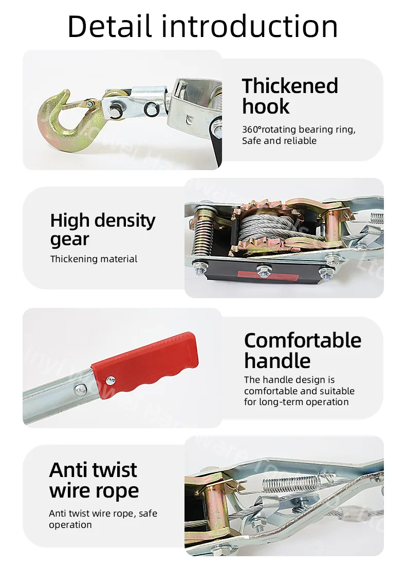 Portable 3Tons Wire Rope Dual Gear Ratchet Power Hand Puller| Alibaba.com