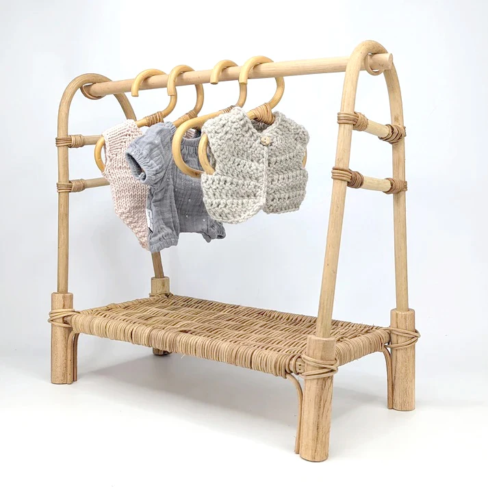 Stylish Doll Rattan Standing Type Kid Clothing Rack Furniture And ...