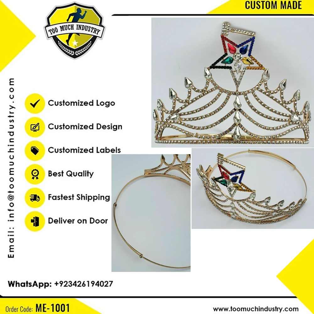 Masonic Oes Grand Matron Gold Rhinestones O.e.s Adjustable Crown ...
