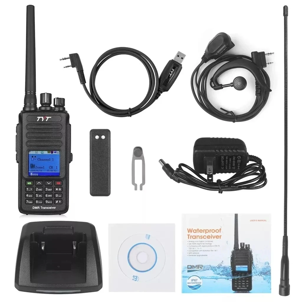 Tyt Md-uv390 Dmr Digital Walkie Talkie Uv390 Ip67 Waterproof Vhf/uhf Transceiver Included Gps ...