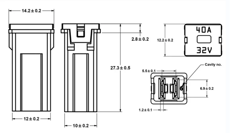 32V Mini JCASE Fuse Links Kit 20 25 30 40 Amp Shaped Female Plug in ...
