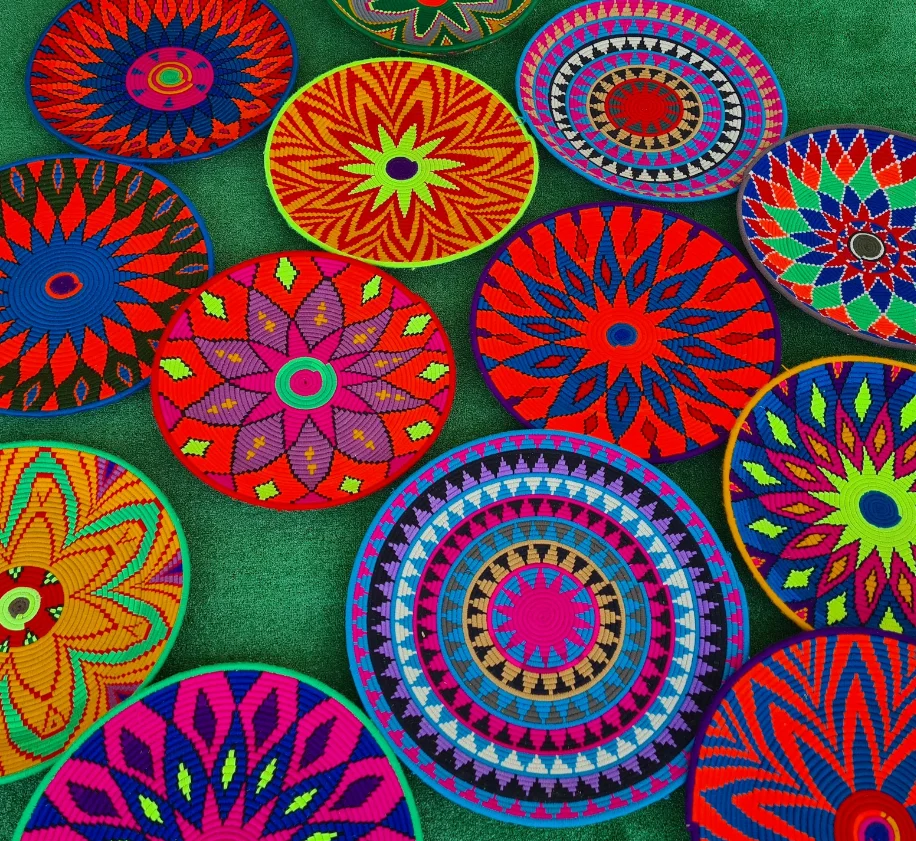 Colorful Moroccan Straw Bread Baskets - Boho Decor
