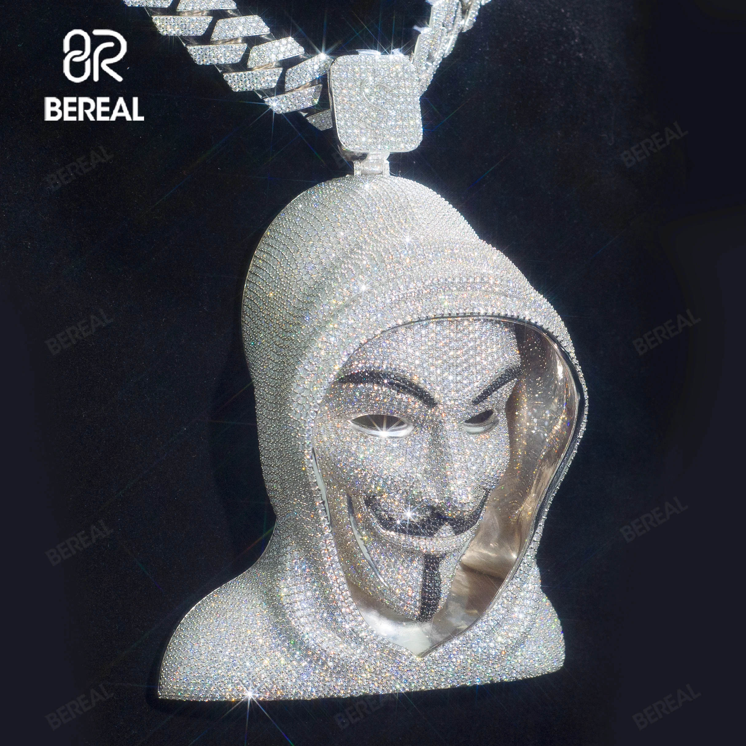 Custom Vvs Moissanite 3d V For Vendetta Cartoon Figure Face Pendant ...