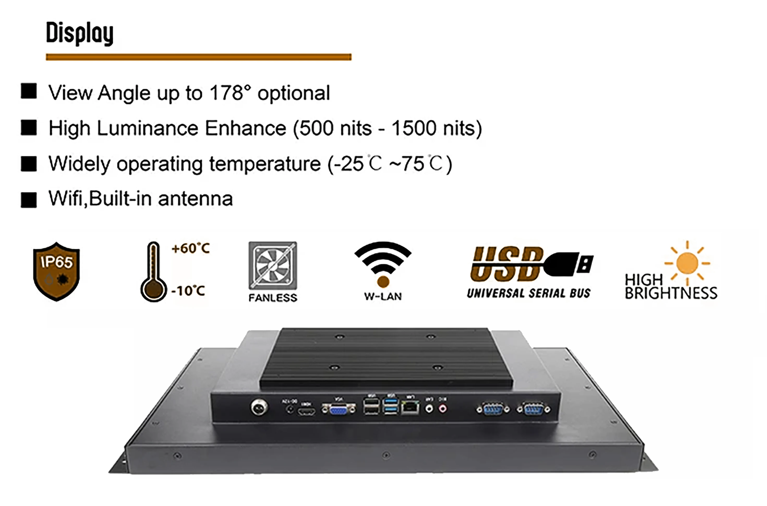 Full Flat All In One Embedded Industrial Computer 1920x1080 Resolution Open Frame Tablet Fanless ...