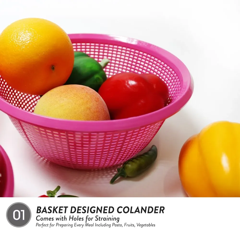 Round Plastic Kitchen Strainers with Handles - Durable & Flexible