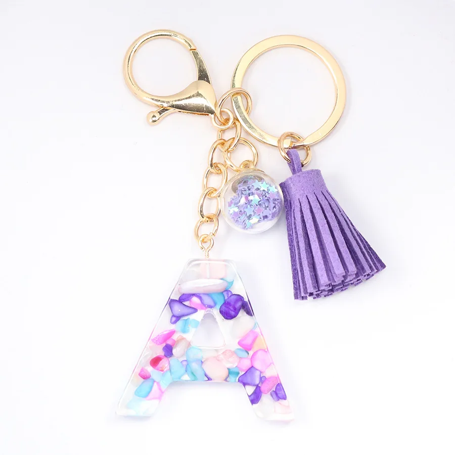 Colorful Resin Letter A-z Keychains Women Men Acrylic A To Z Letter ...