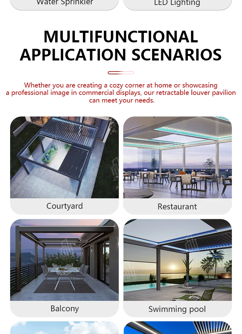 Motorized Automatic Retractable Louvers for Outdoor Pergolas