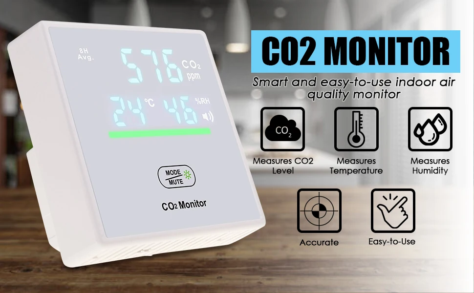 Smart CO2 Carbon Dioxide Indoor Air Quality Monitor Temperature ...