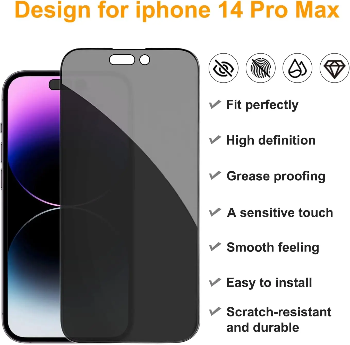 Glass Elite Privacy 360 Screen Protector For Apple Iphone - Shatter ...