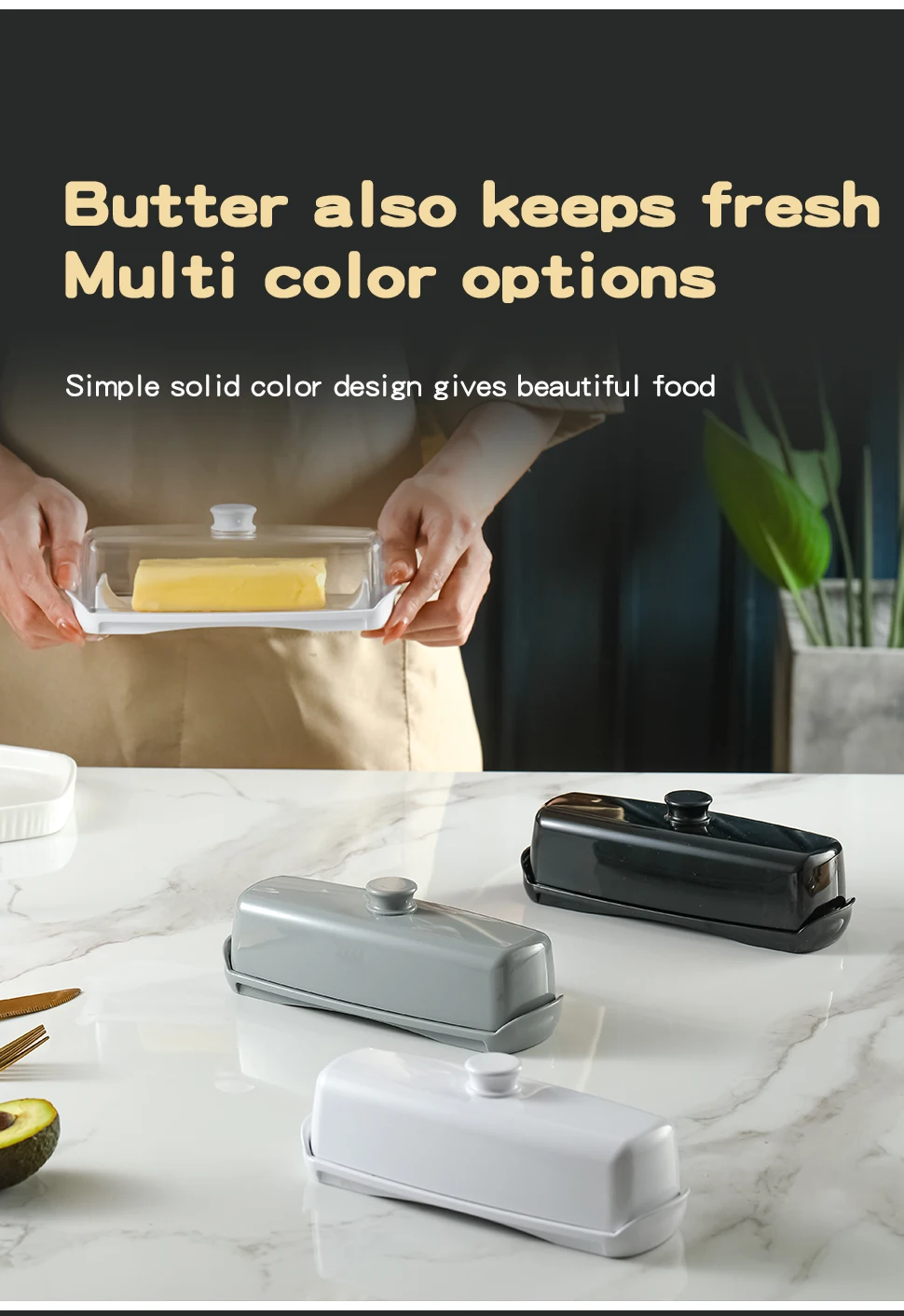 Butter Dish with Lid for Countertop and Refrigerator Door Shelf, Home ...