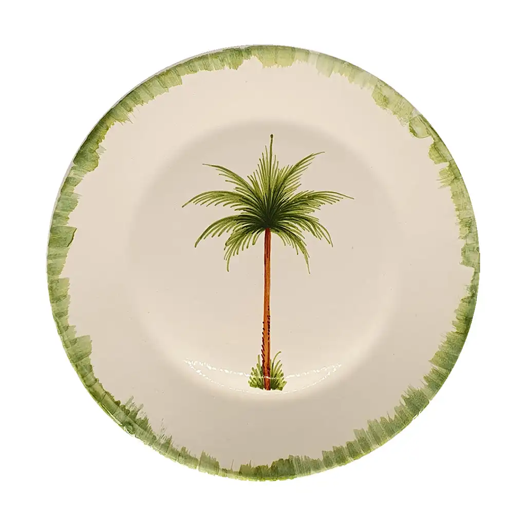 Tropical Green Palm Leaves Pattern Ceramic Dinner Plates For Party ...