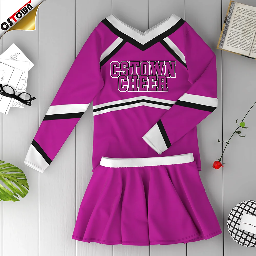New Arrival Girls Cheerleading Purple Cheerleading Outfit Sublimation ...