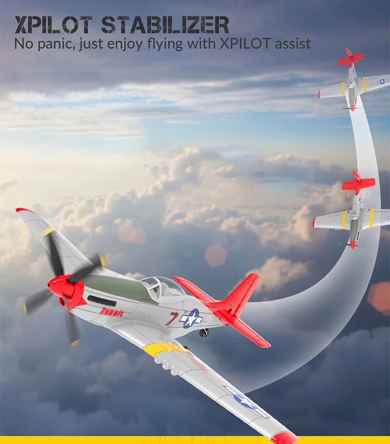 VOLANTEX P51D Mustang RC Plane - 4 Channel, 6-Axis Gyro