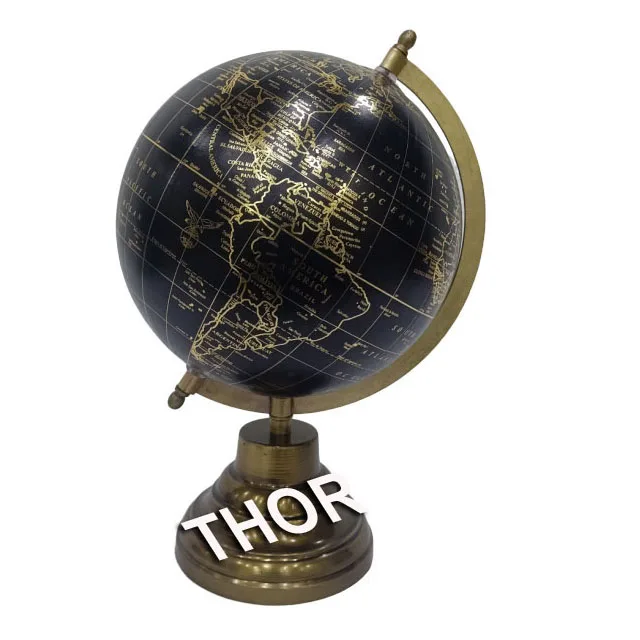 Mini World Globe Desktop Table Decor Nautical Black Color Rotated Globe Handmade T Antique