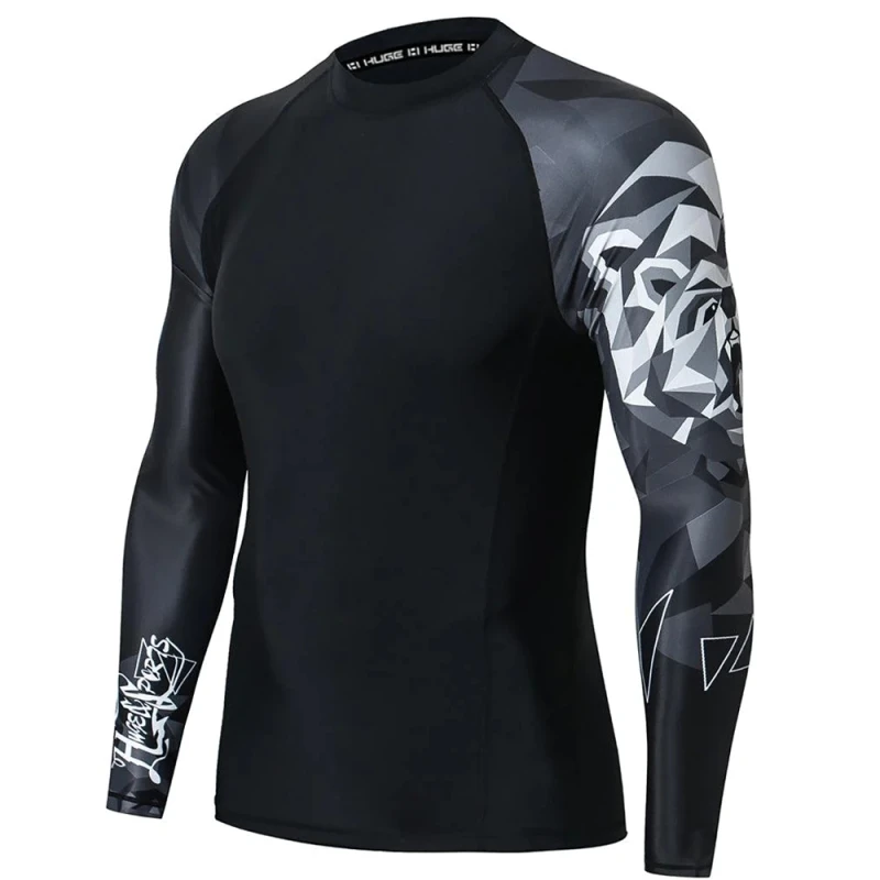 Uv Protection Mma Rash Guard T-shirt Long Sleeve High Elastic Men ...