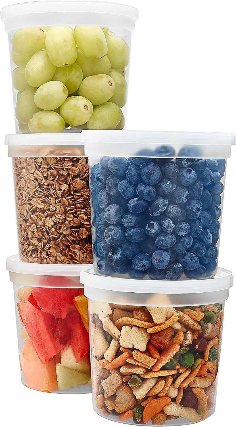 Microwavable Deli Cup Containers With Lid Plastic Food Storage Cups ...