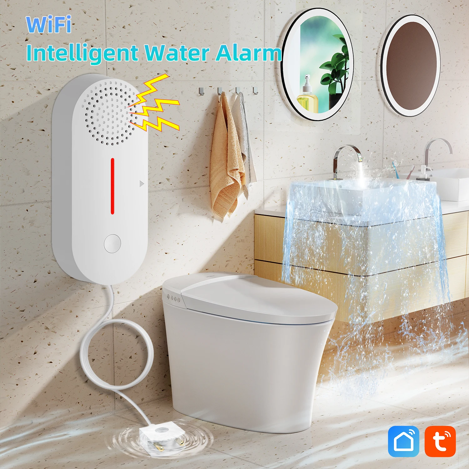 Tuya WiFi Smart Water Leakage Detection Sensor App Control Waterproof ...