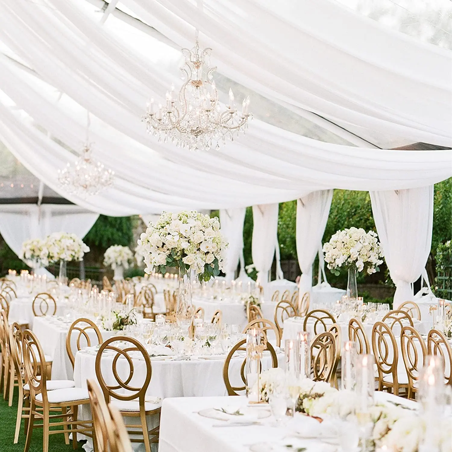 White Wedding Backdrop Curtain Chiffon Fabric Drape For Wedding Party ...