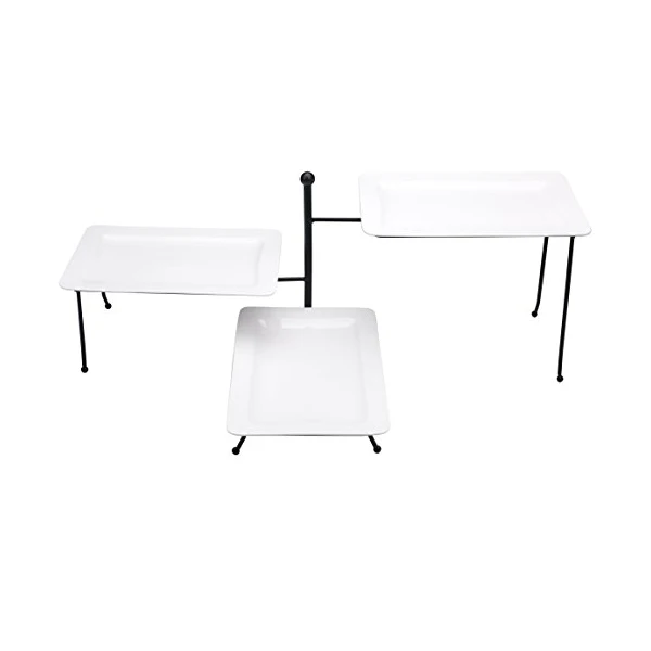 3 Tier Rectangular Serving Platter Cake Tray Stand Food Server Display ...