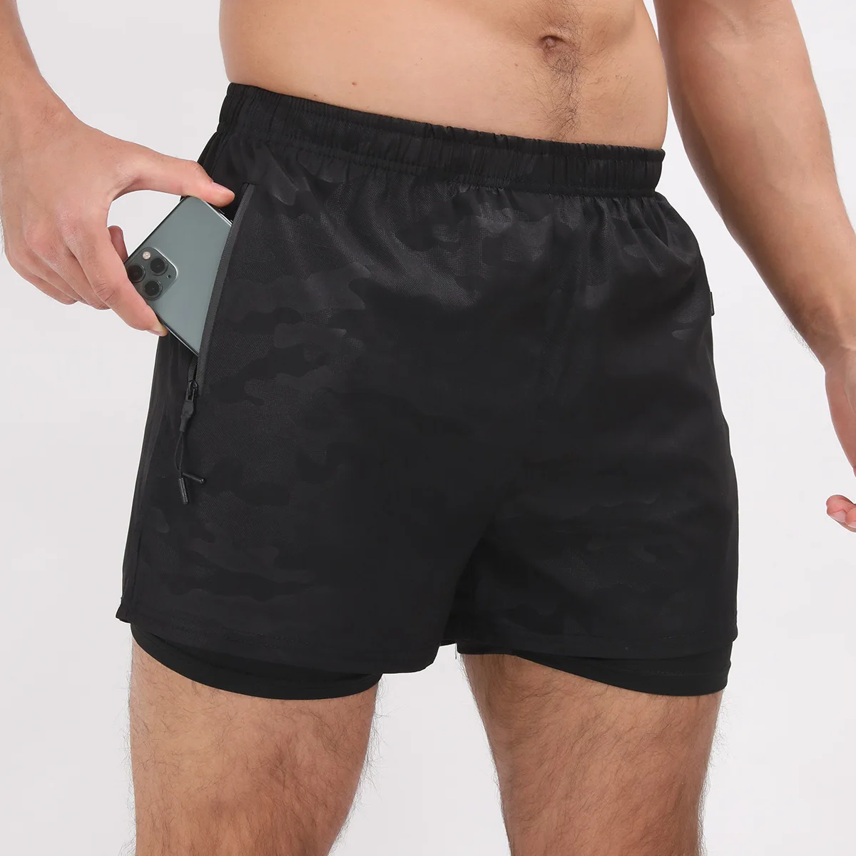 2in1 Quick Dry Polyester Compression Swimwear Mesh Liner Running Gym ...