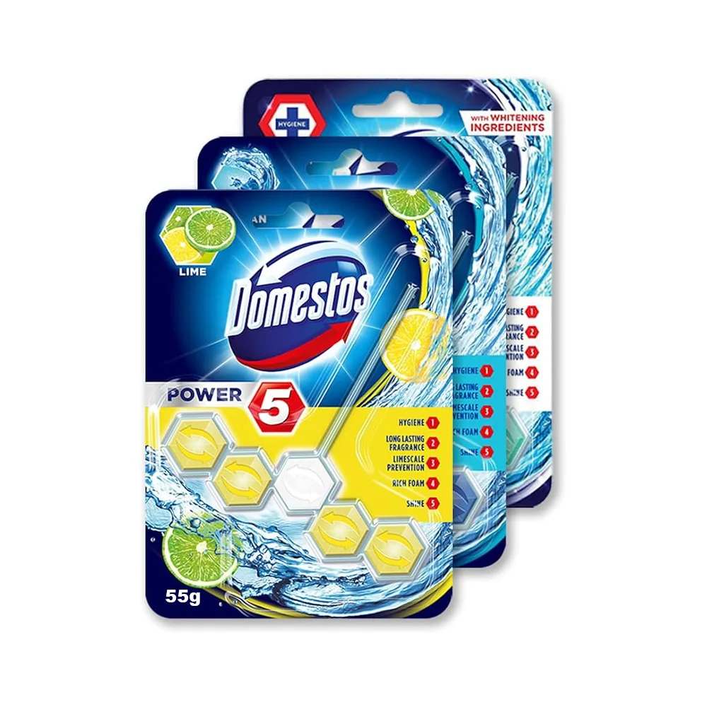 Domestos 55g Unveiling A Spectrum Of Scents - Pine,Ocean,Lime,Chlorine ...