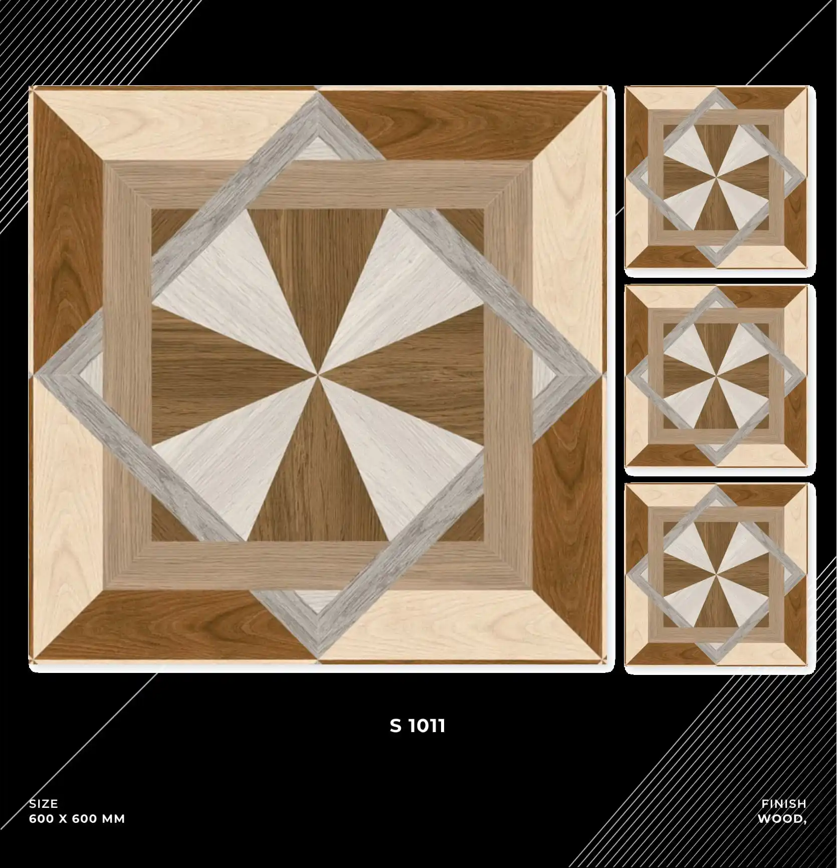 Porcelain Polished Ceramic Wood Tiles 60x60cm for Interiors & OEM