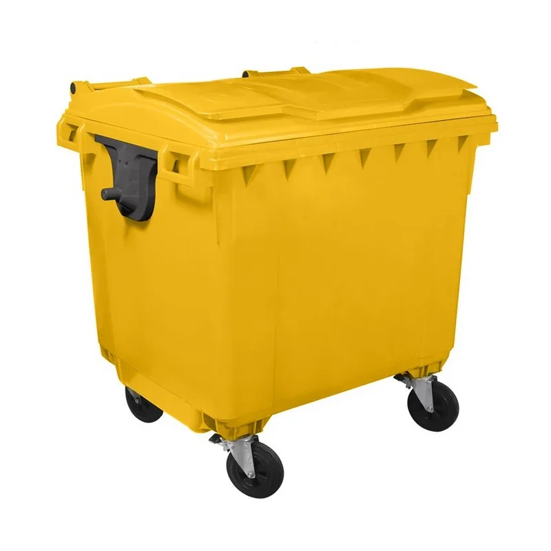 Four-wheeled 1100 liters mobile waste bin for separate waste collection ...