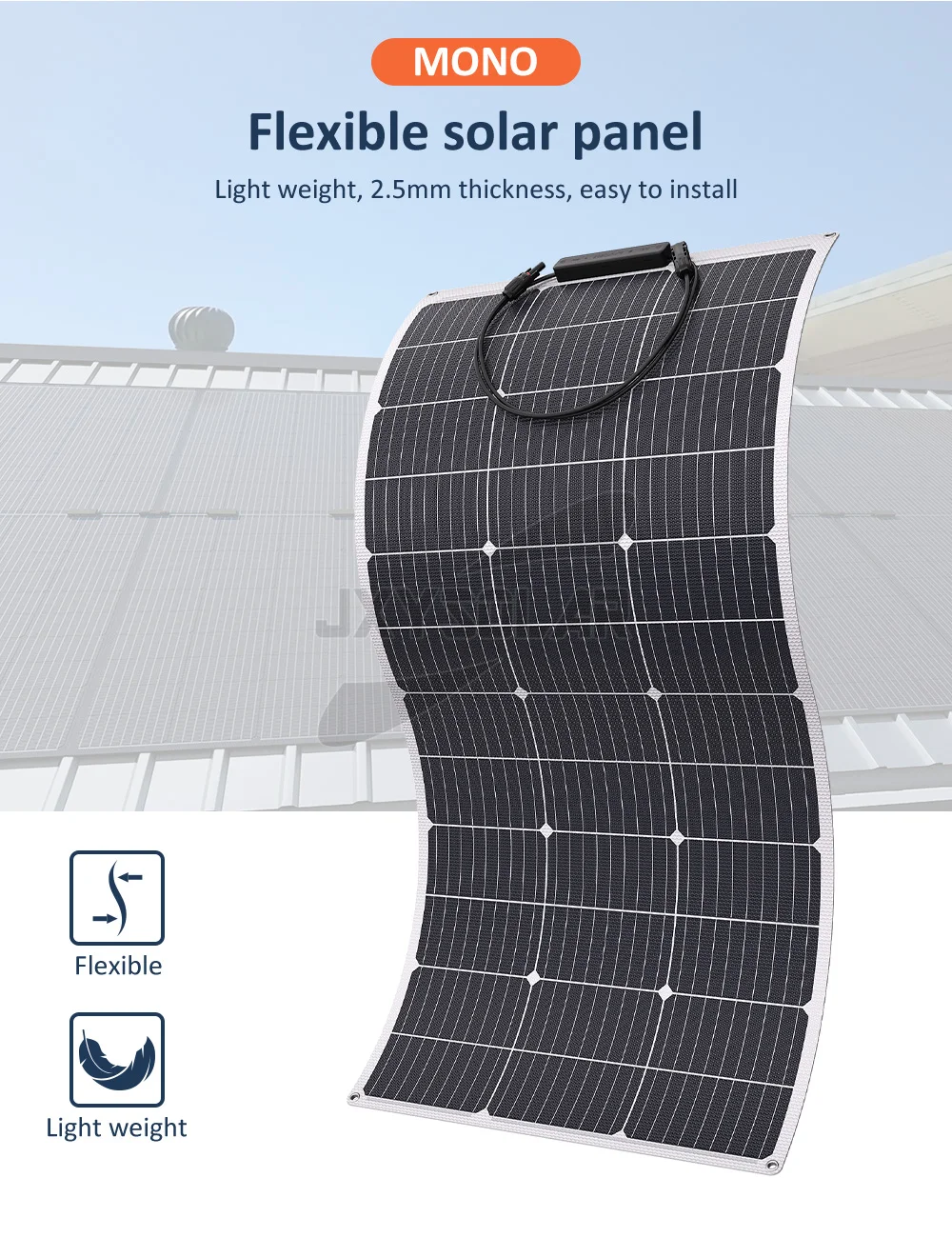 350W 33V Flexible Mono Silicon Solar Panel for Off-Grid Living, OEM