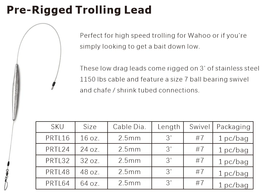Offshore Big Game Trolling Fishing Pre-Rigged Trolling Lead| Alibaba.com