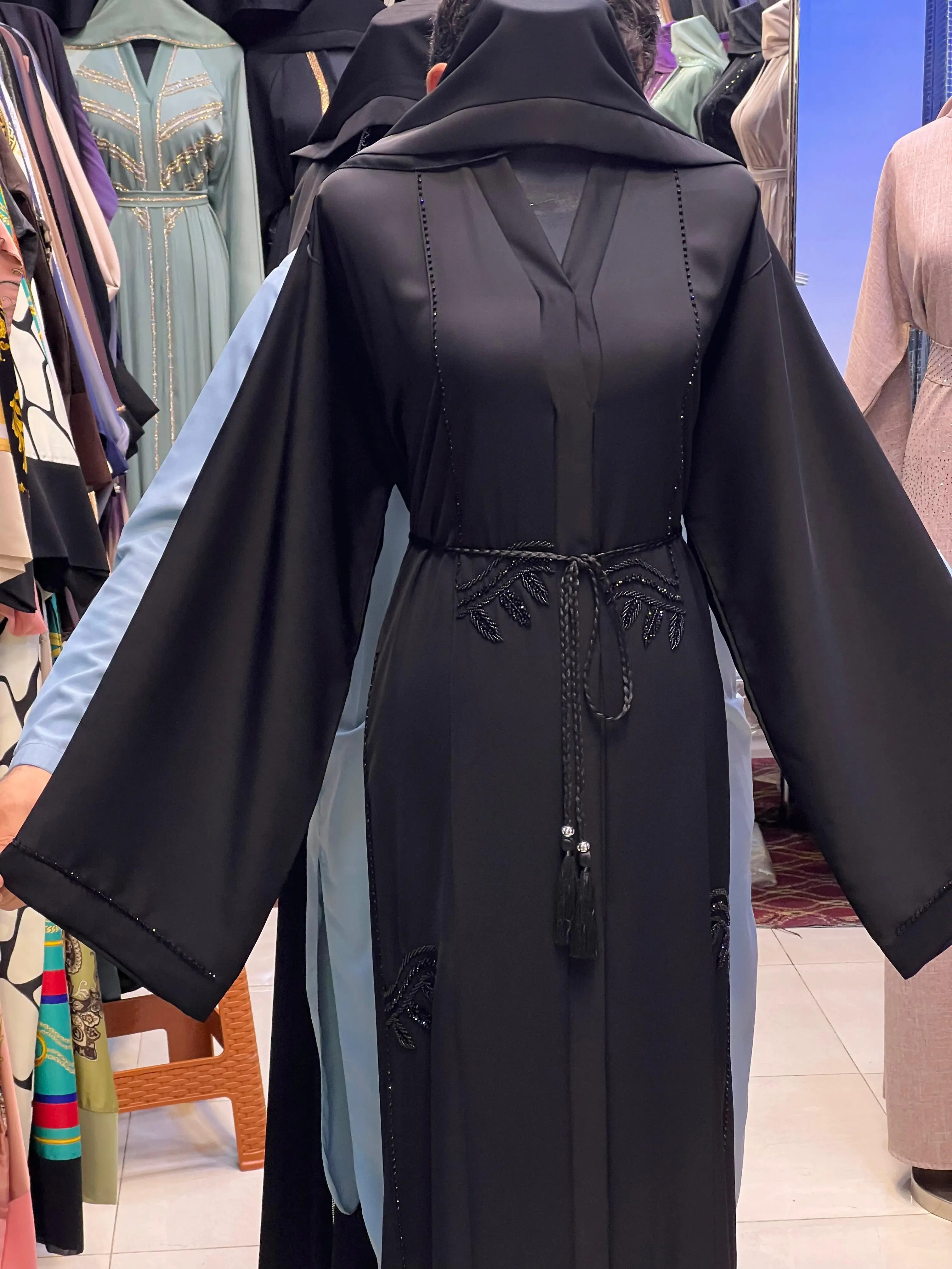 2024 Dubai Beautiful Black Traditional Islamic Clothing for Women Saudi ...