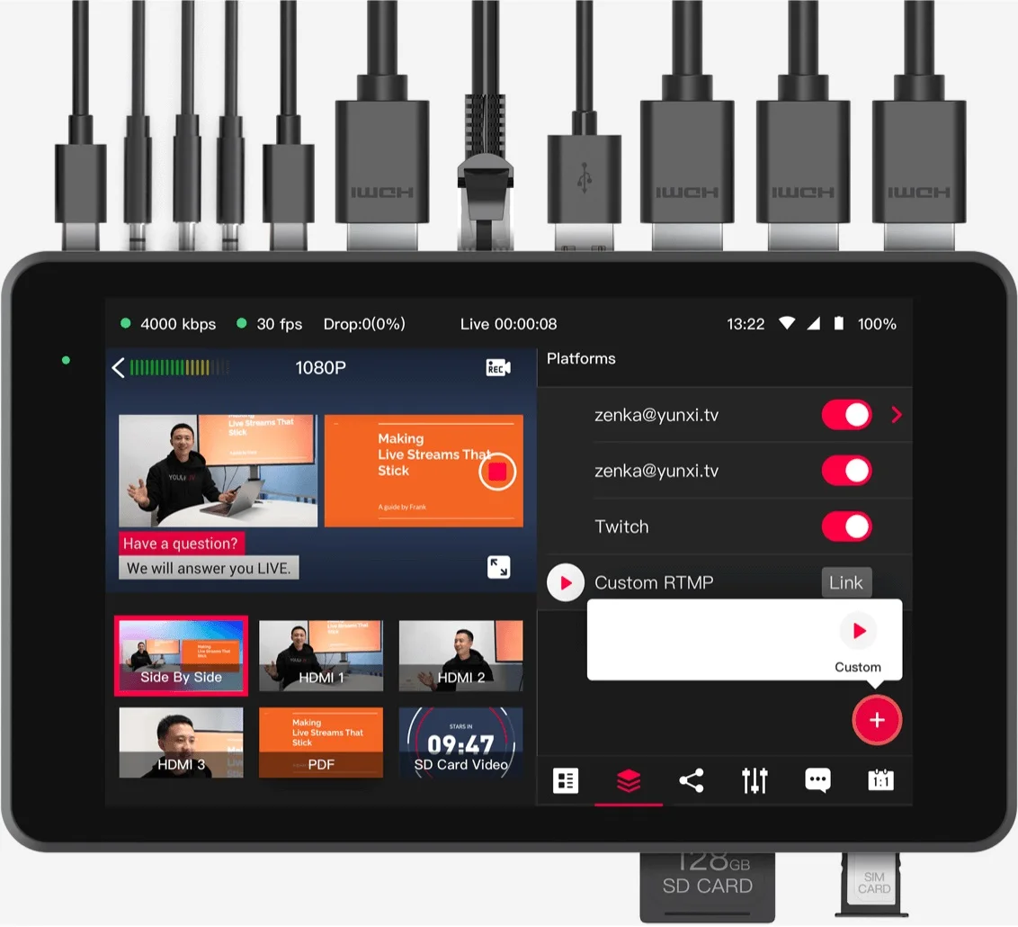 Nuevo codificador/Streamer/conmutador/monitor/grabadora multicámara ...