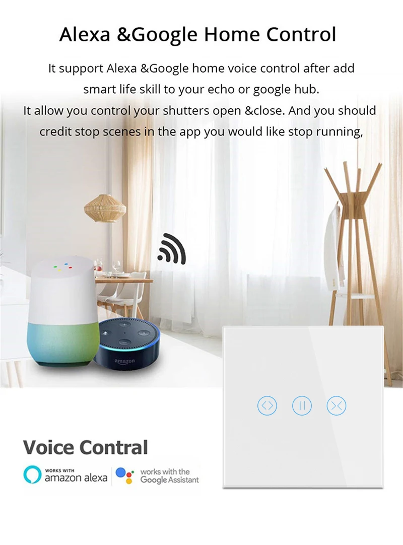 Homekit Tuya Smart Wifi Touch Curtain Switch For Electric Motorized ...