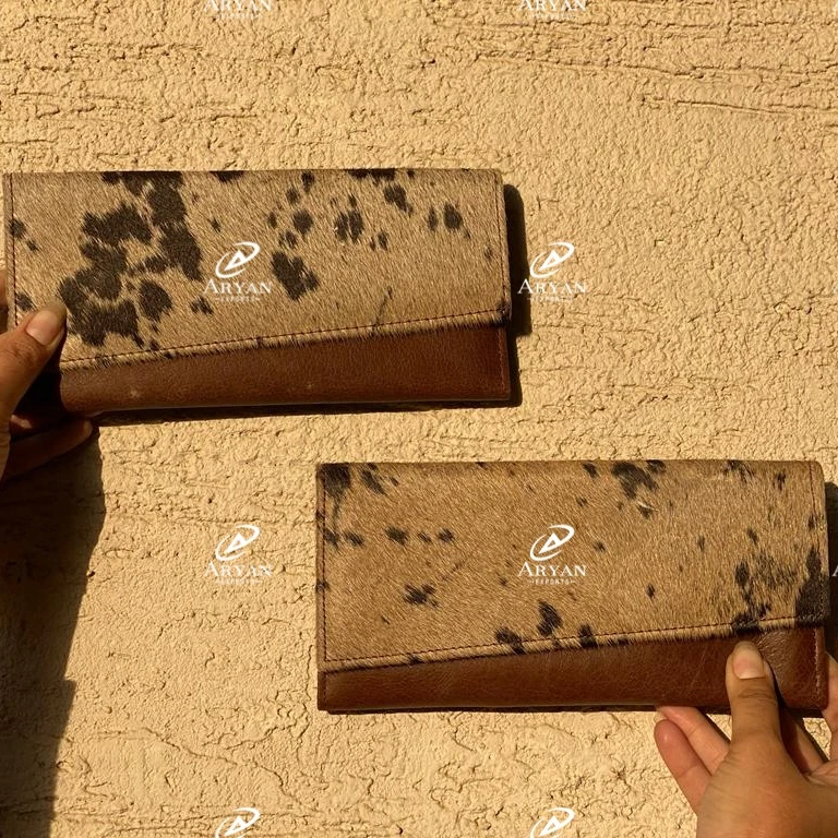 New Real Handmade Hair On Hide Wallets For Women Slim Wallet Bifold ...