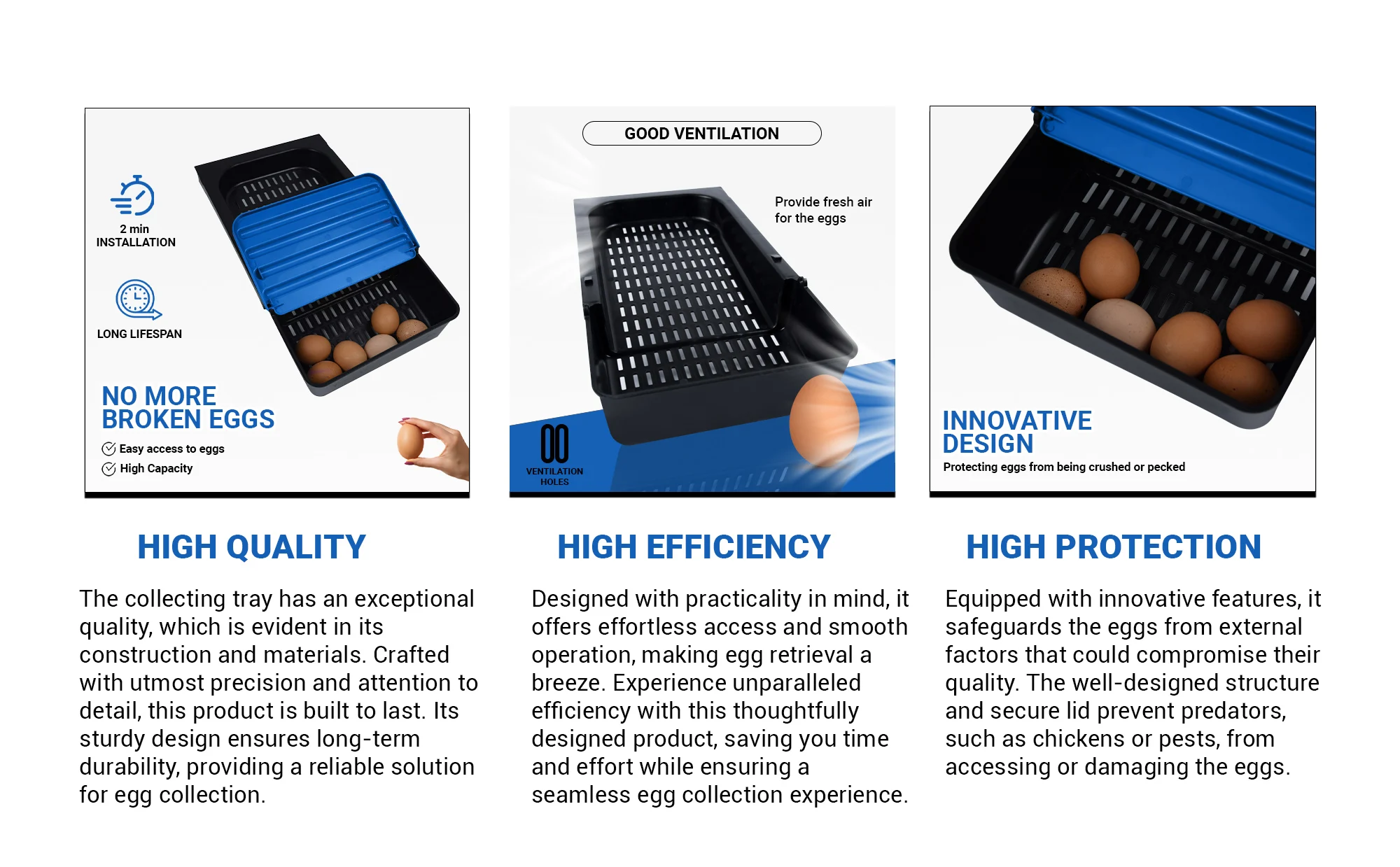 Innovative Egg Collecting Tray For Chicken Laying Nest Box Blue Color ...